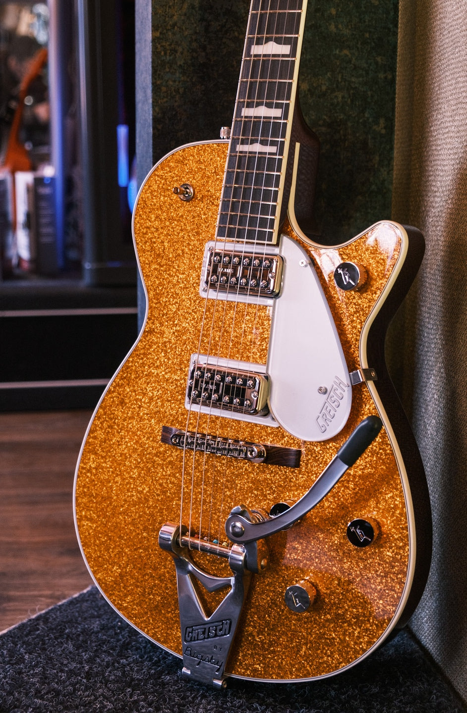 Gretsch G6129T-89 Vintage Select Sparkle Jet Gold Sparkle – Music Bros. Ltd